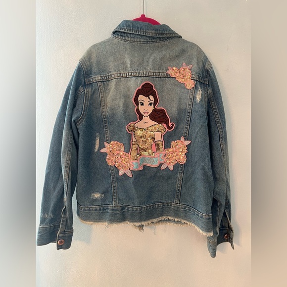 Disney | Jackets & Coats | Disney Parks Belle Jean Jacket Size 78 Girls ...